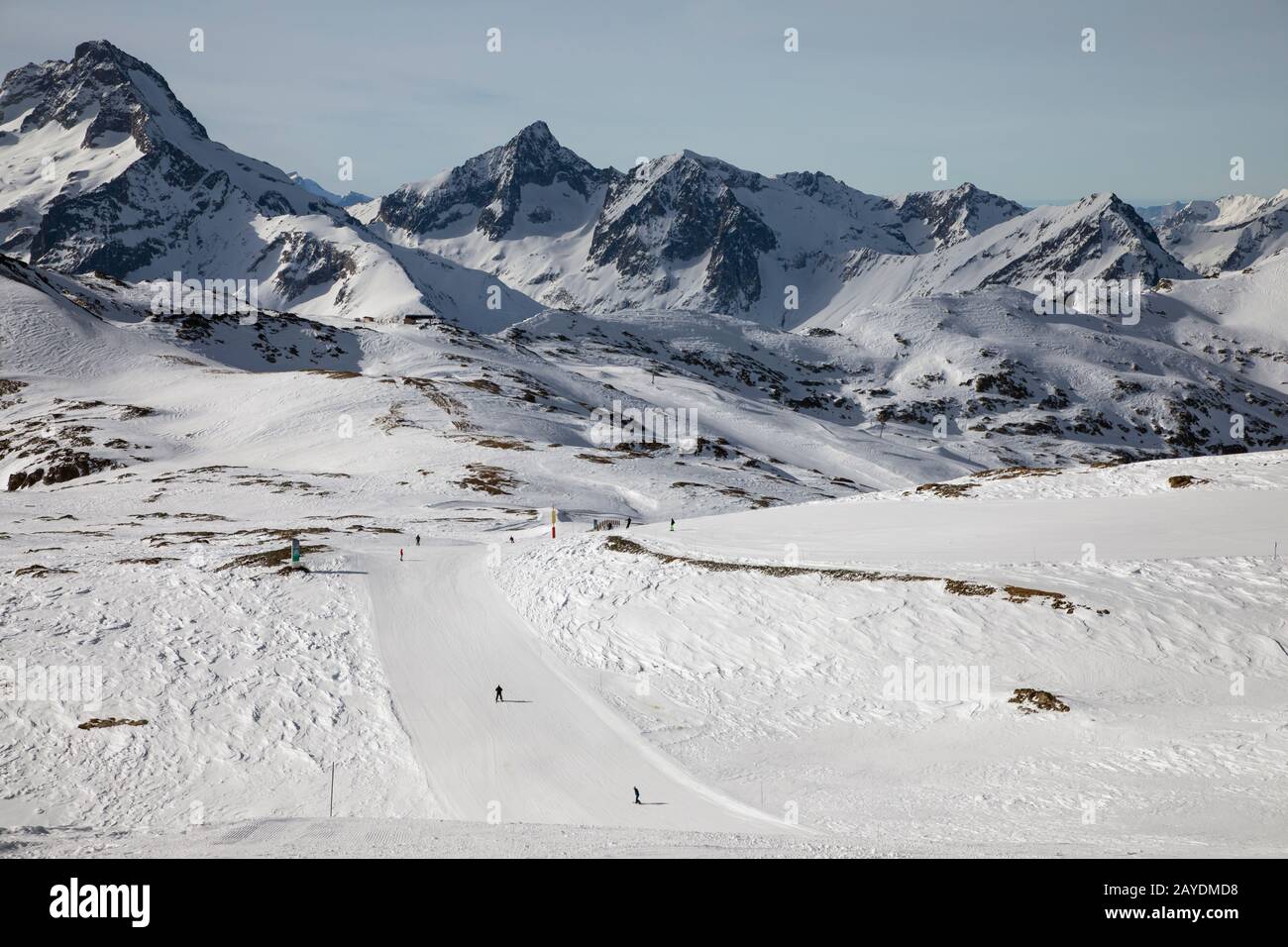 Ski slopes and mountains in Les Deux Alpes resort in France Stock Photo ...
