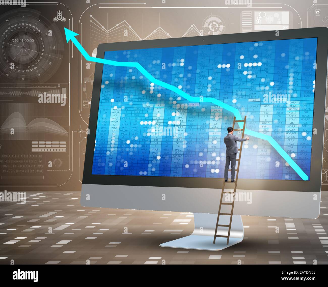 Businessman in economic forecasting concept with charts Stock Photo - Alamy