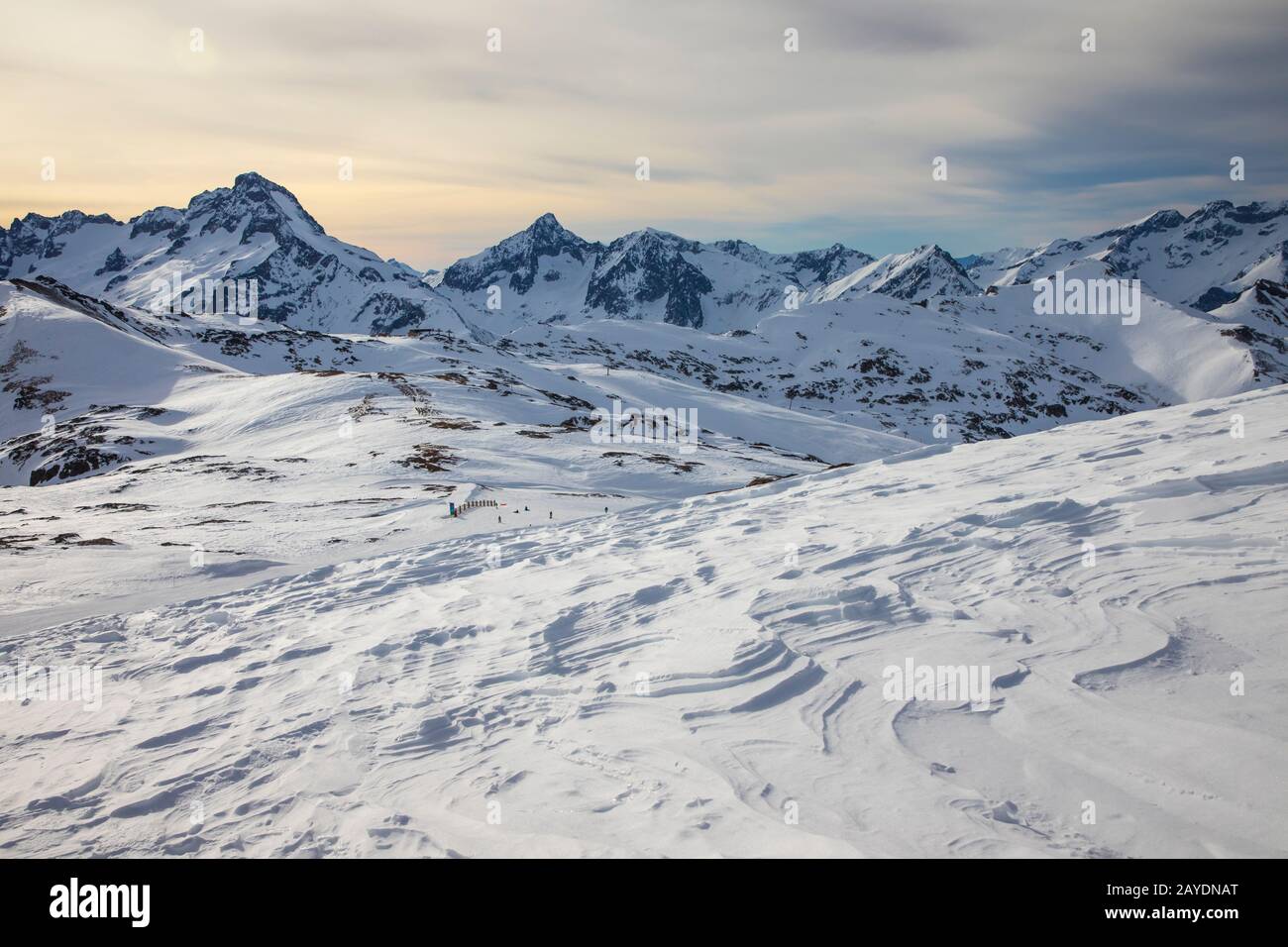 Ski slopes and mountains in Les Deux Alpes resort in France Stock Photo ...