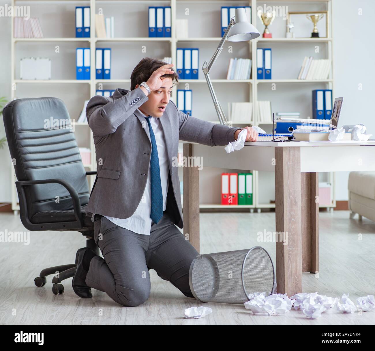 Angry businessman shocked working in the office fired sacked Stock ...