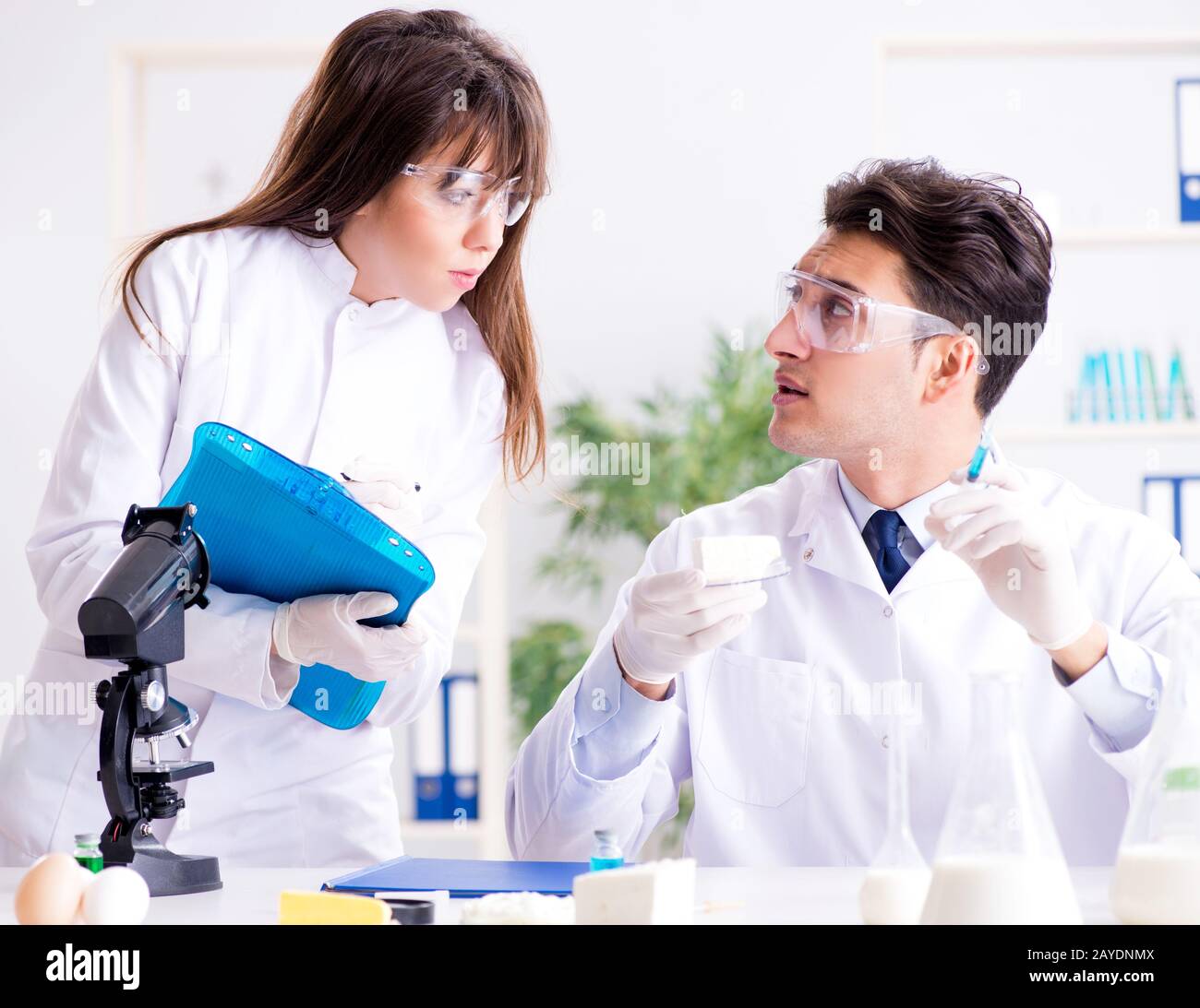 The two lab doctor testing food products Stock Photo - Alamy