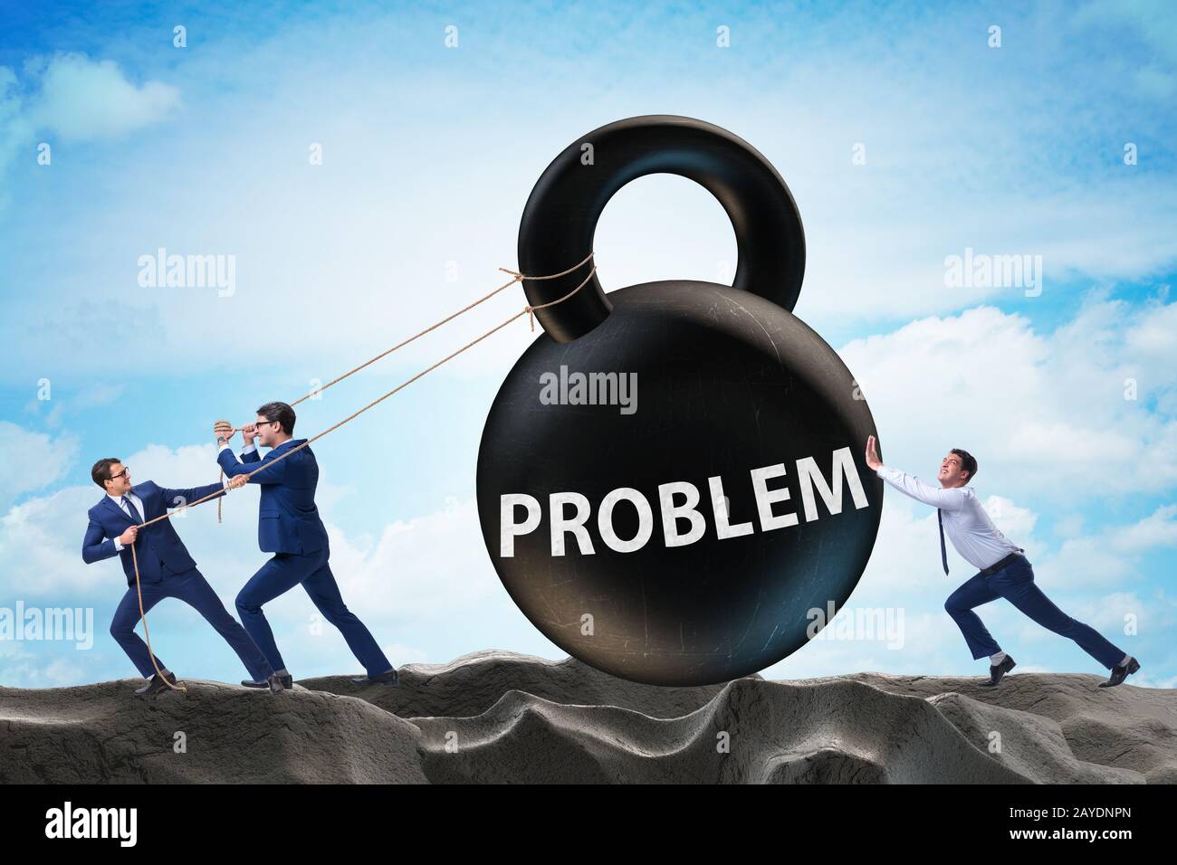 Businessmen trying to deal with difficult problem Stock Photo - Alamy