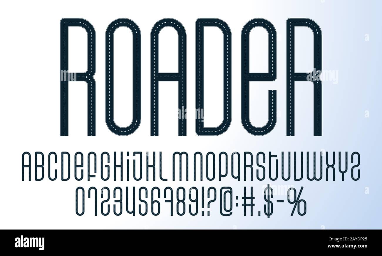 road alphabet set vector illustration. A collection of letters, symbols ...
