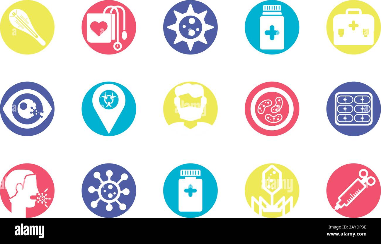 medical and sickness concept of icon set over white background ...