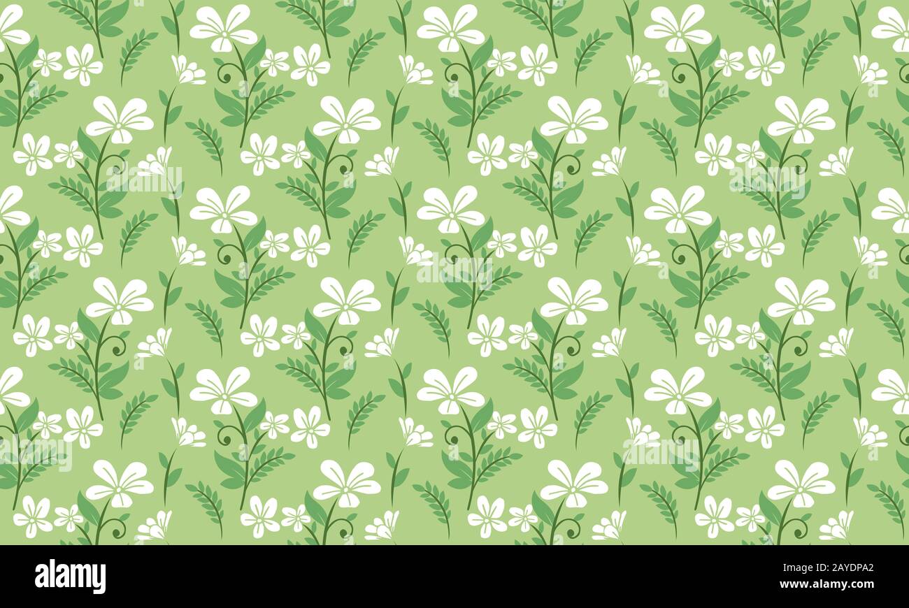 Elegant spring flower pattern background, with leaf and flower drawing ...