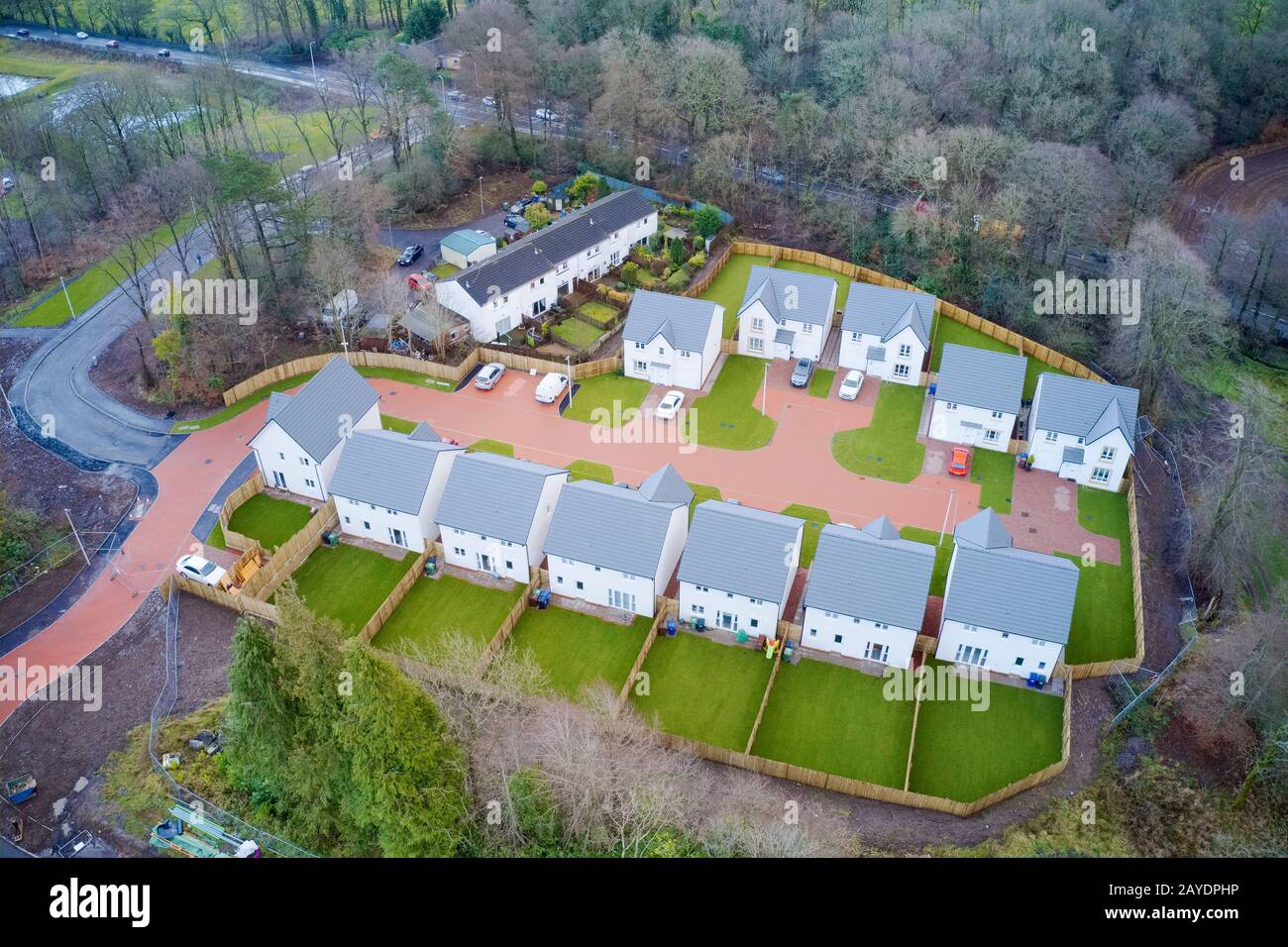 Suburban house development aerial view with countryside views uk Stock ...
