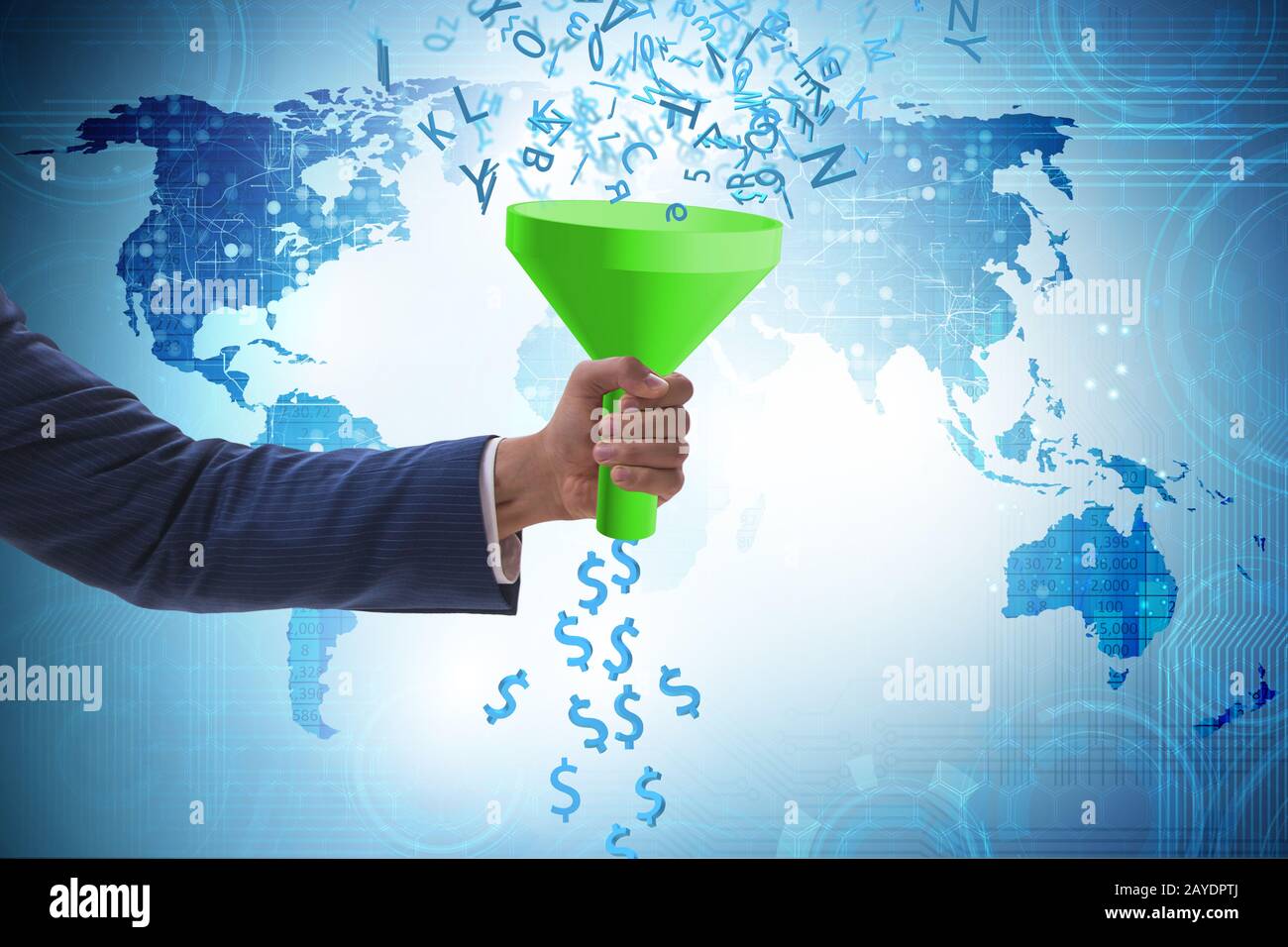 Data monetization concept with funnel and businessman Stock Photo - Alamy