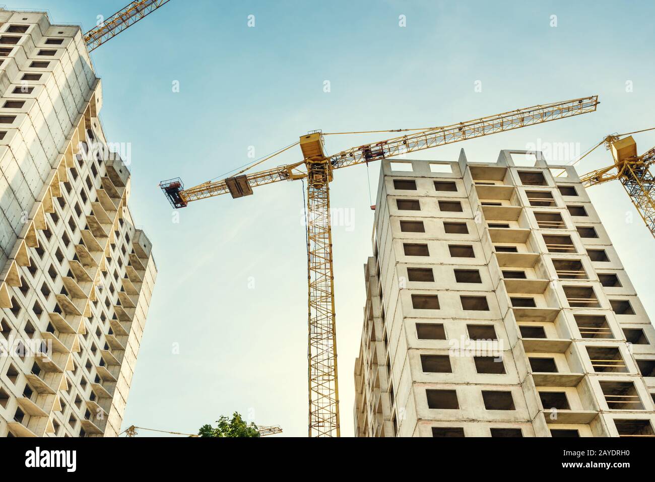 Construction site with cranes Stock Photo - Alamy