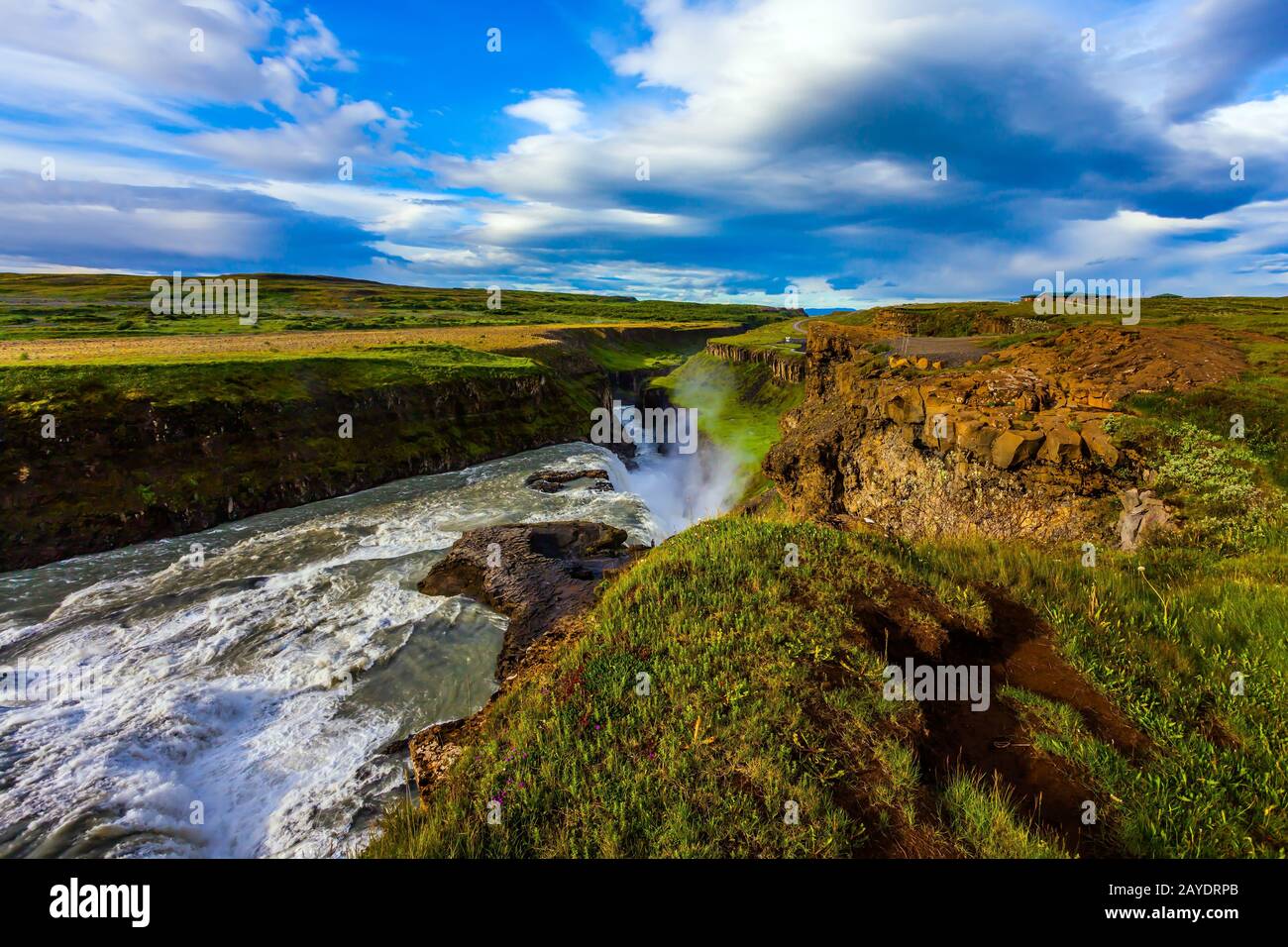 The Golden Waterfall Gullfoss Stock Photo - Alamy