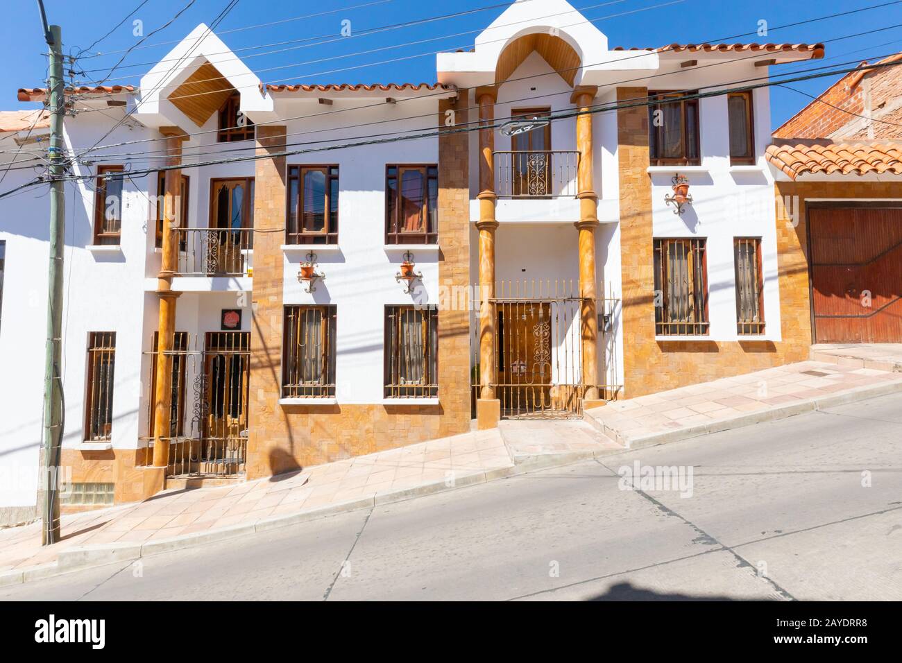 Sucre Bolivia typical downtown house Stock Photo - Alamy
