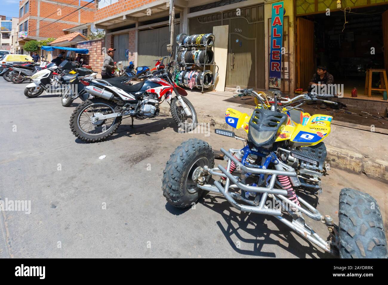 Sucre Bolivia motorcycle and quad workshop Stock Photo - Alamy