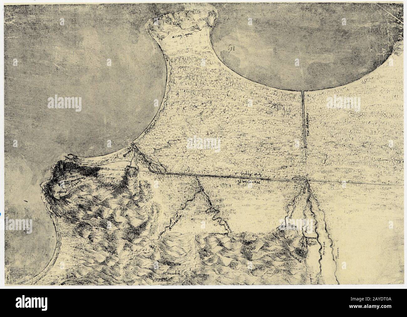 Leonardo da Vinci. Scheme for the Draining of the Pontine Marshes. 1514 ...