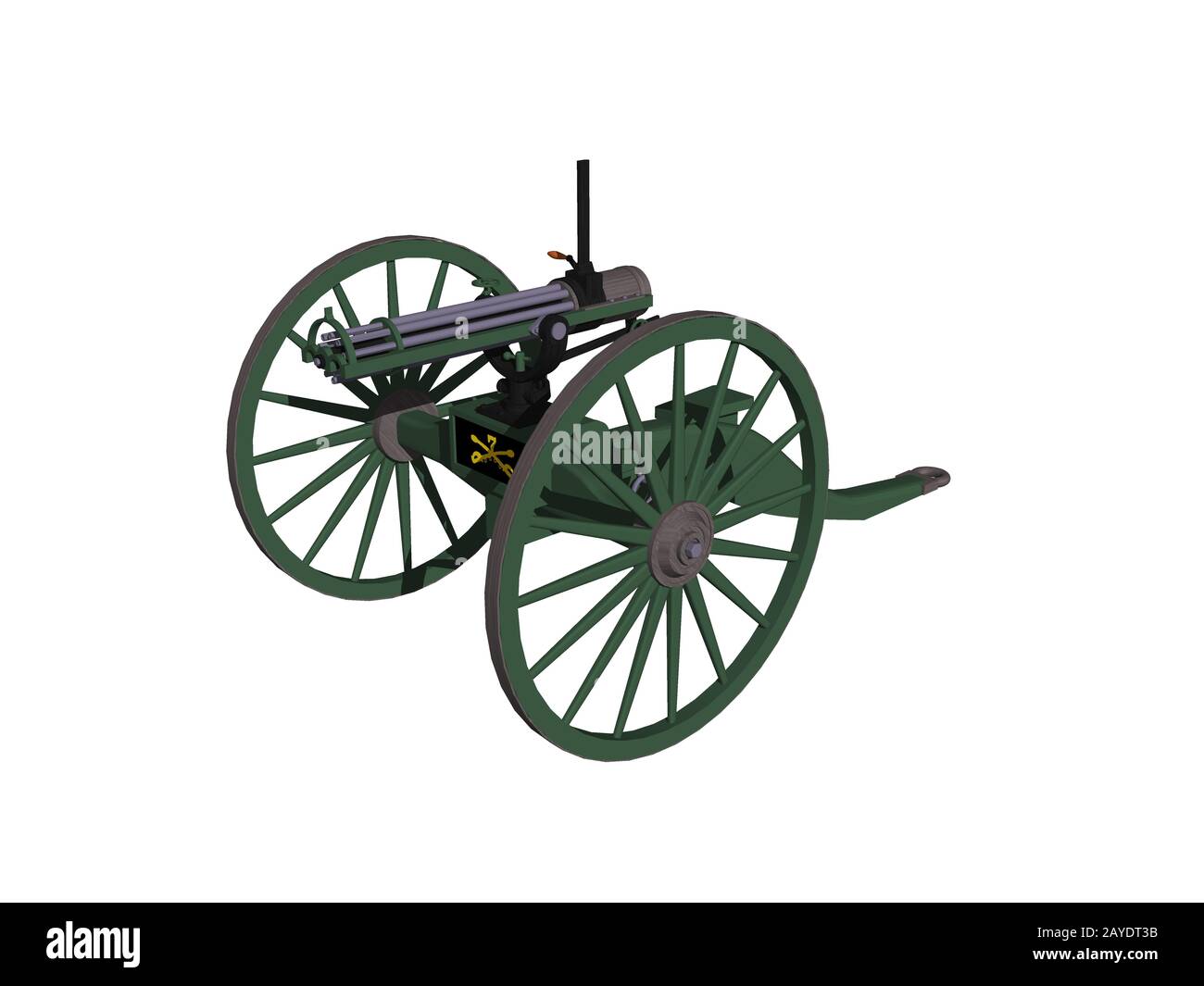 Machine gun on carriage with wheels Stock Photo - Alamy