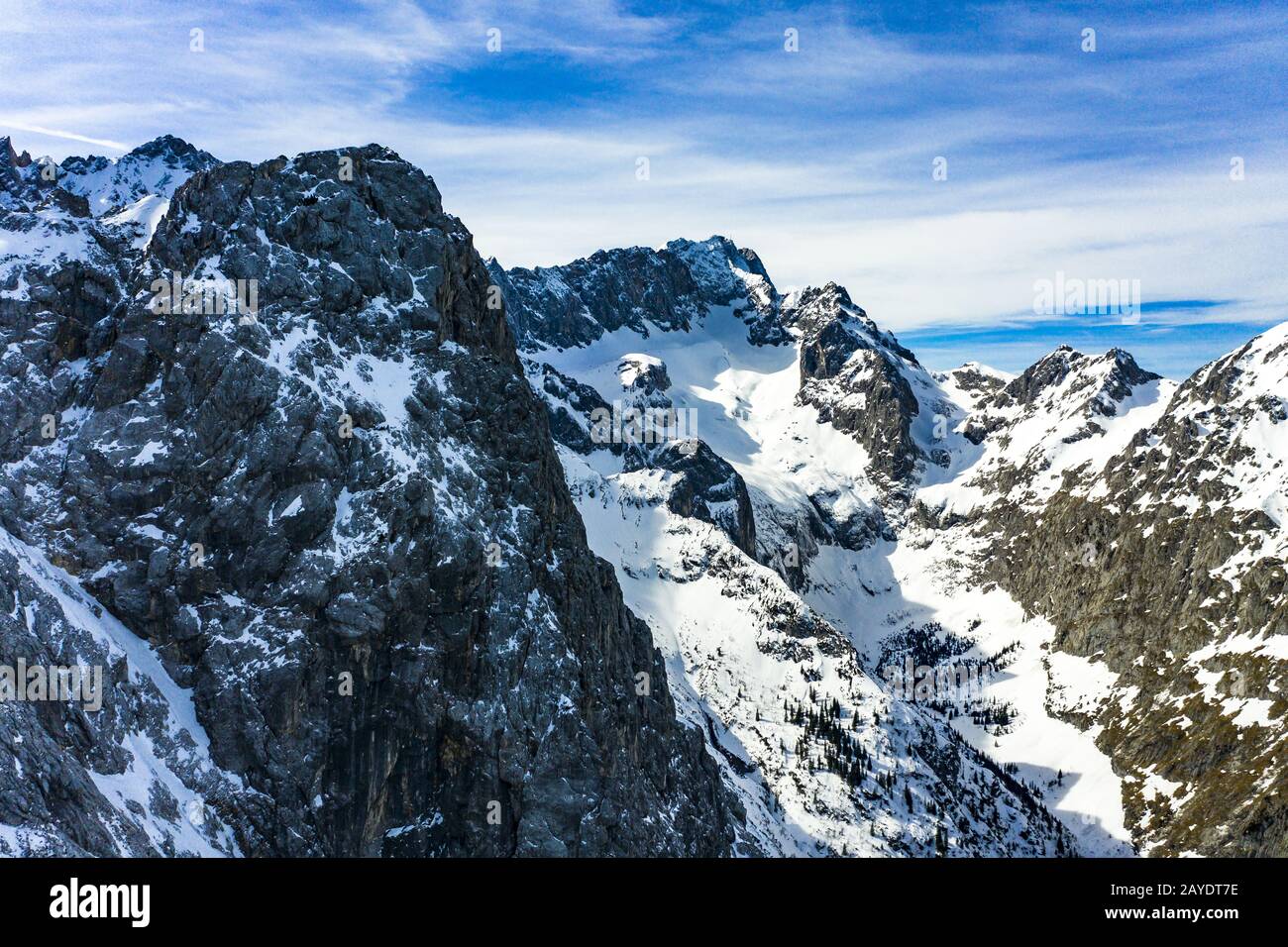 Aerial view, mountain station with AlpspiX observation deck, Alpspitze ...