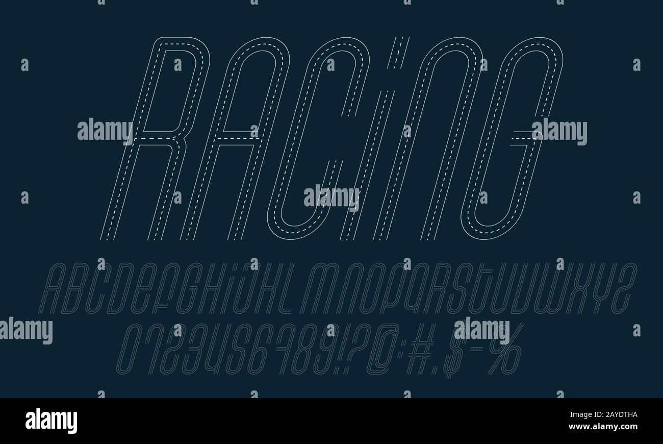Racing road alphabet set vector illustration. A collection of letters ...