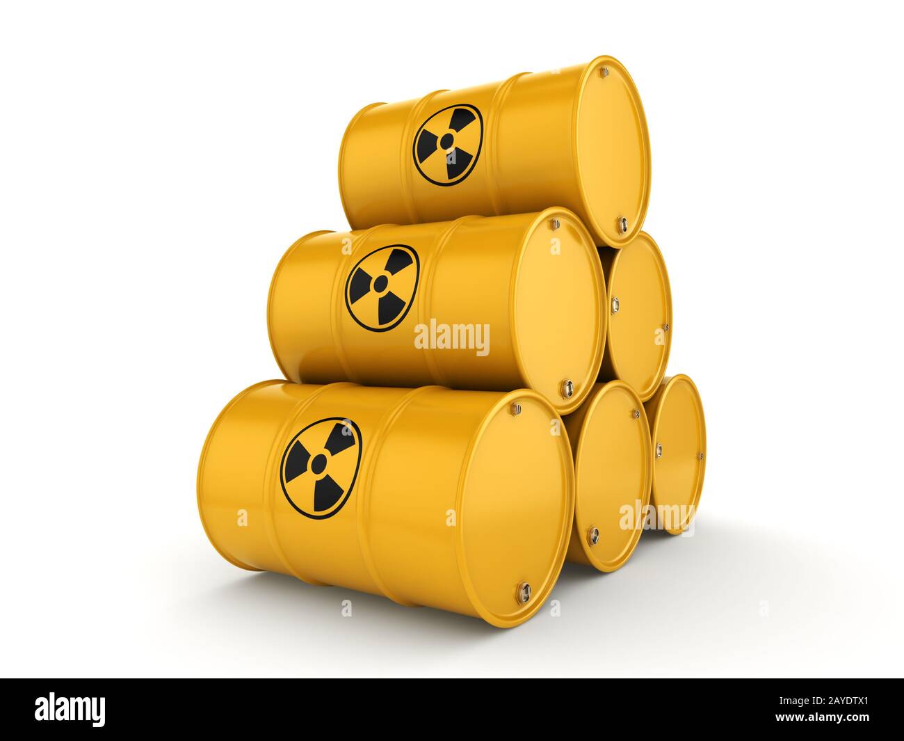 3D rendering radioactive barrels Stock Photo - Alamy