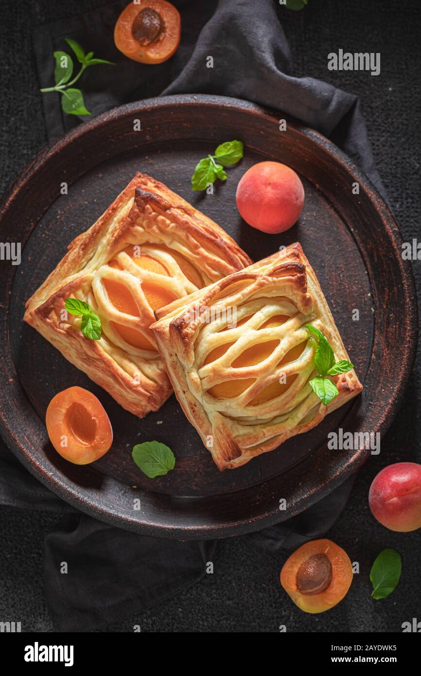 Delicious puff pastry topped with powdered sugar Stock Photo - Alamy