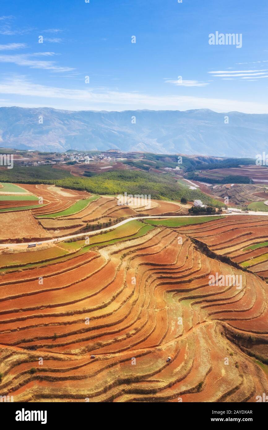 beautiful yunnan red land scenery Stock Photo - Alamy