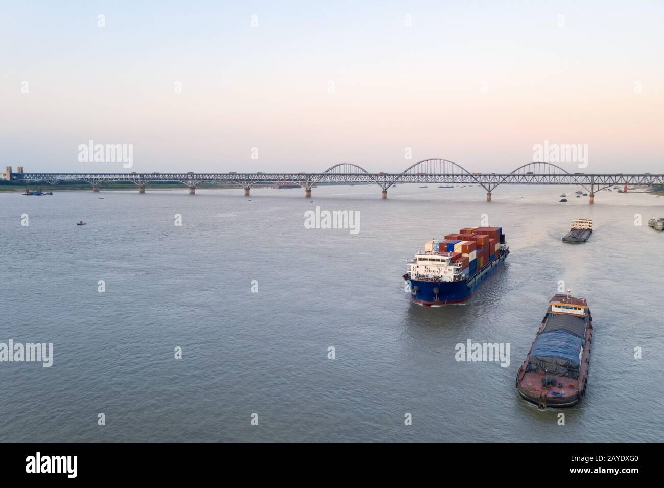 aerial view of yangtze river scenery in jiujiang Stock Photo - Alamy