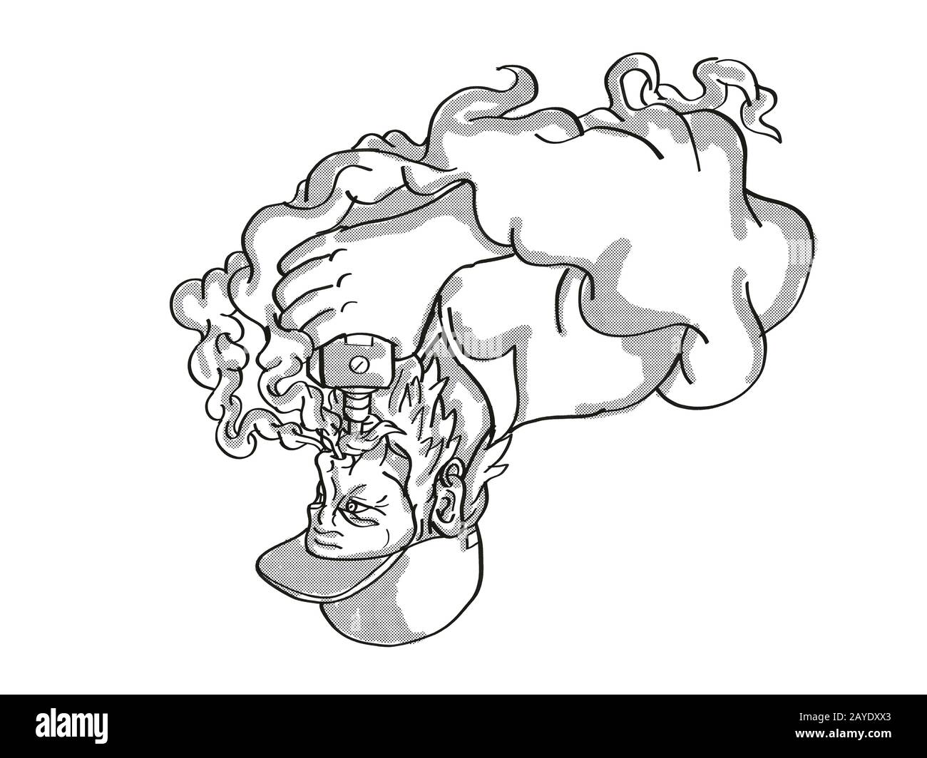 Bearded Hipster Vaping Tattoo Drawing Stock Photo - Alamy