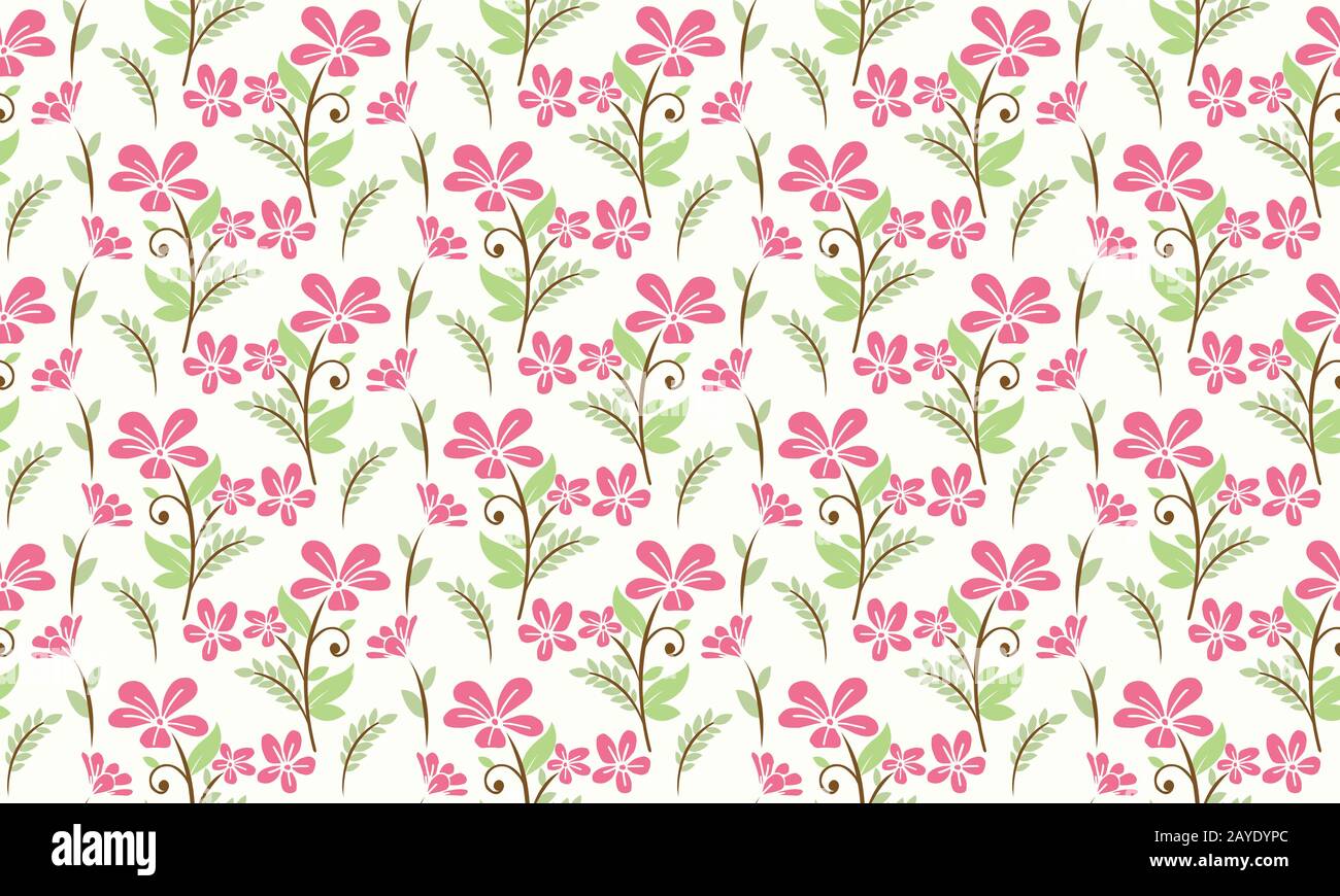 Elegant spring flower pattern background, with leaf and flower drawing ...