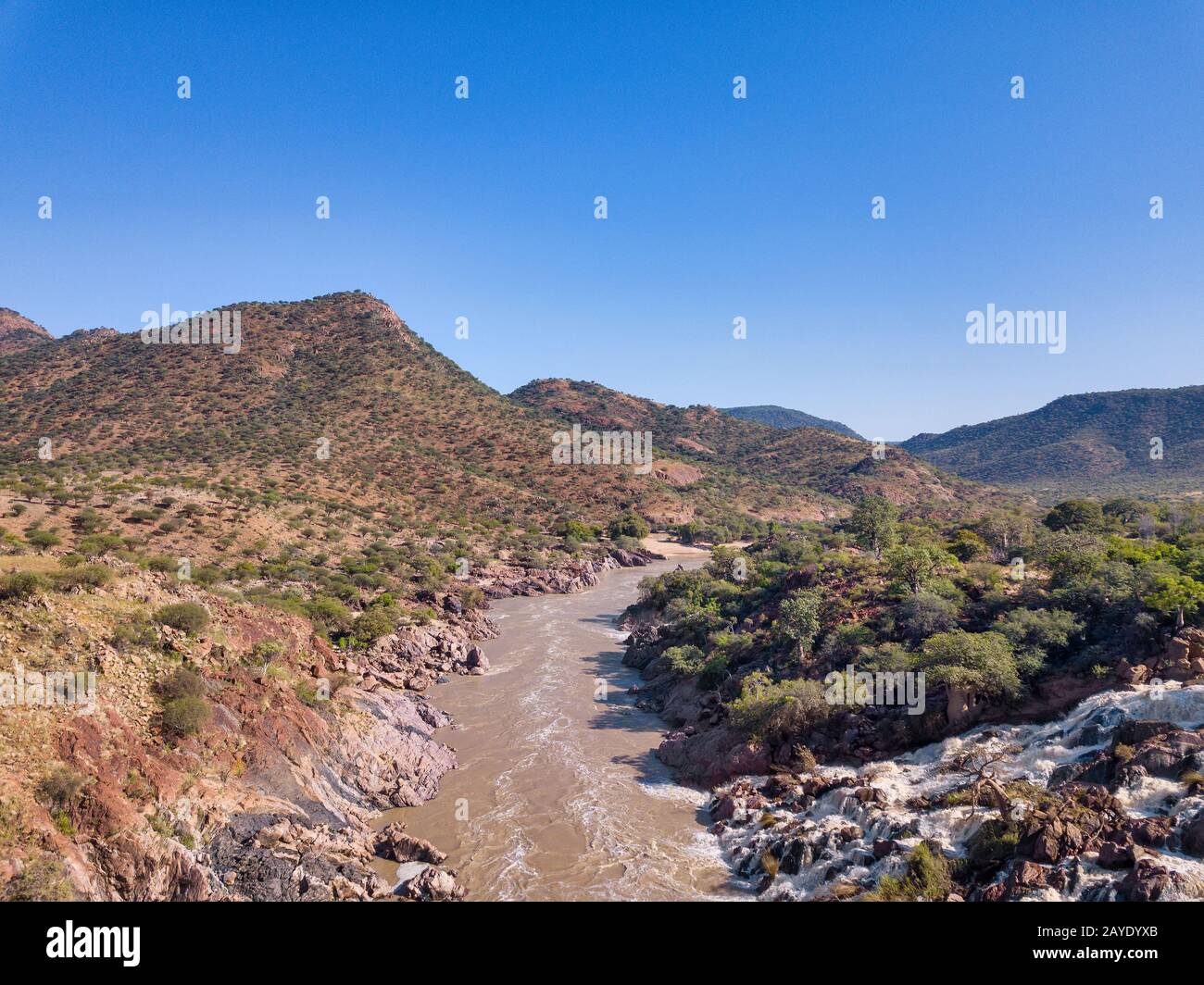 aerial Epupa Falls on the Kunene River in Namibia Stock Photo - Alamy