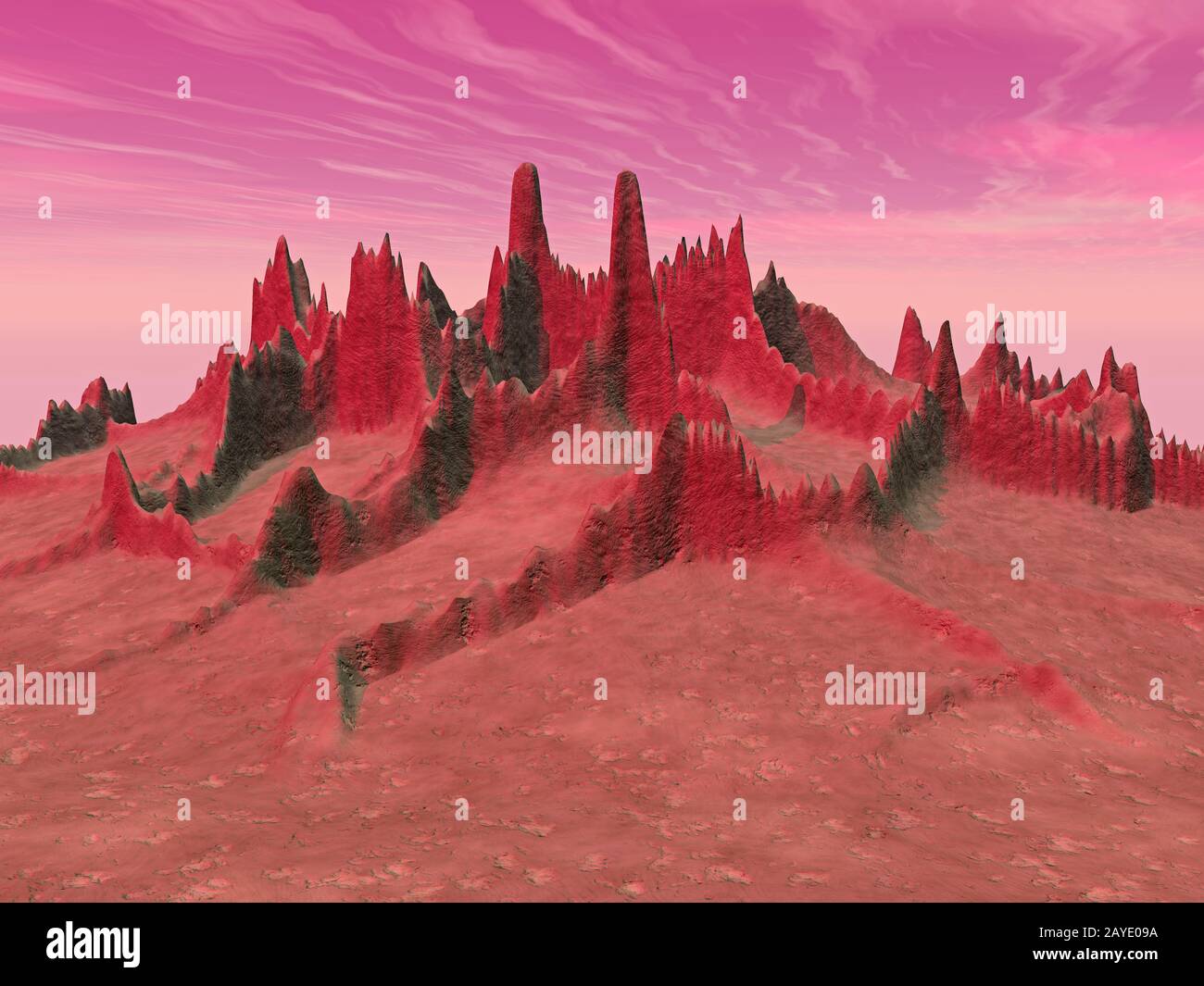 Mars planet surface with mountains Stock Photo - Alamy