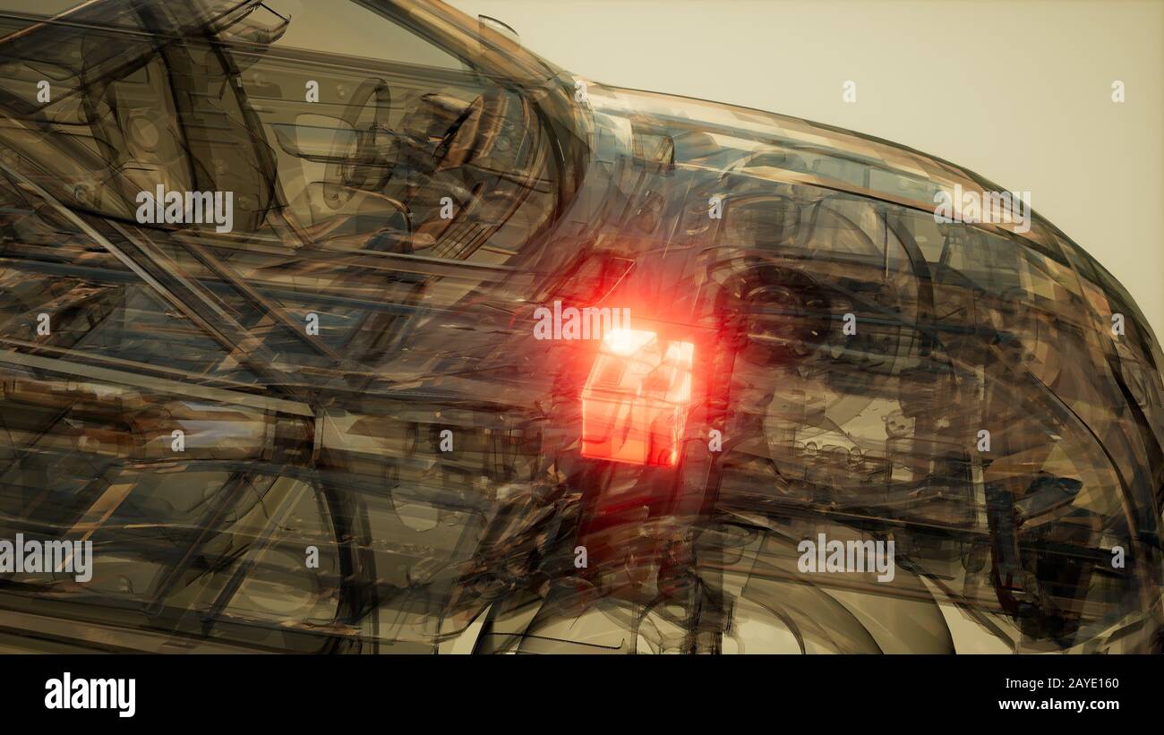 Car Battery Visible in Car Stock Photo - Alamy