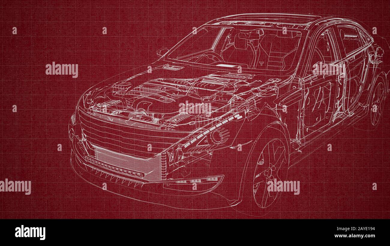 engine and other parts visible in car Stock Photo - Alamy