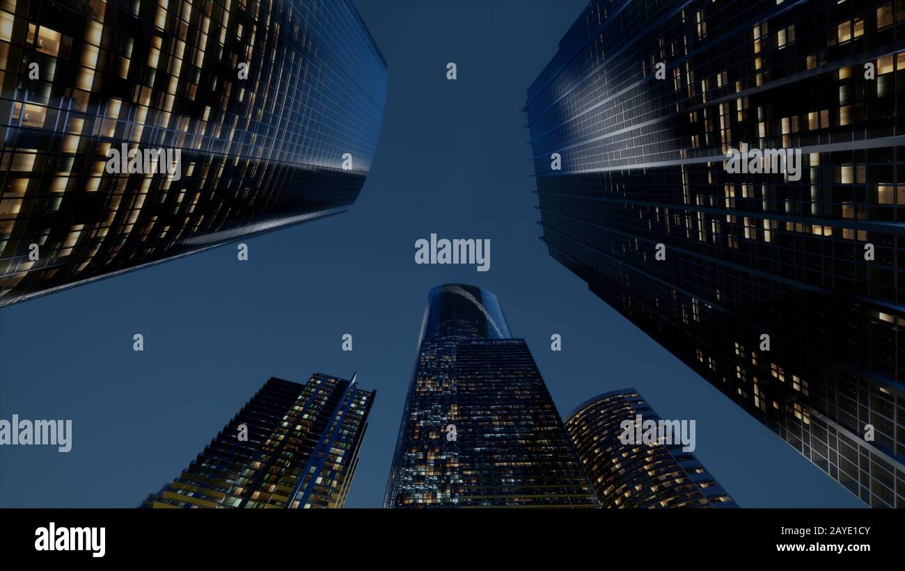 City Skyscrapers at Night Stock Photo - Alamy