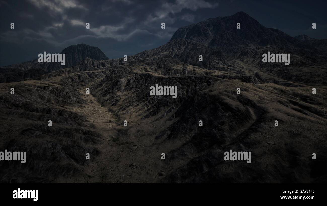 Storm Dark Clouds over Volcanic Valley Stock Photo - Alamy