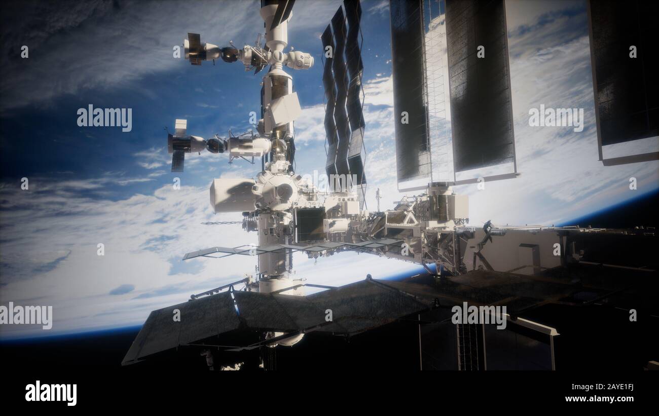 Earth and outer space station iss Stock Photo - Alamy