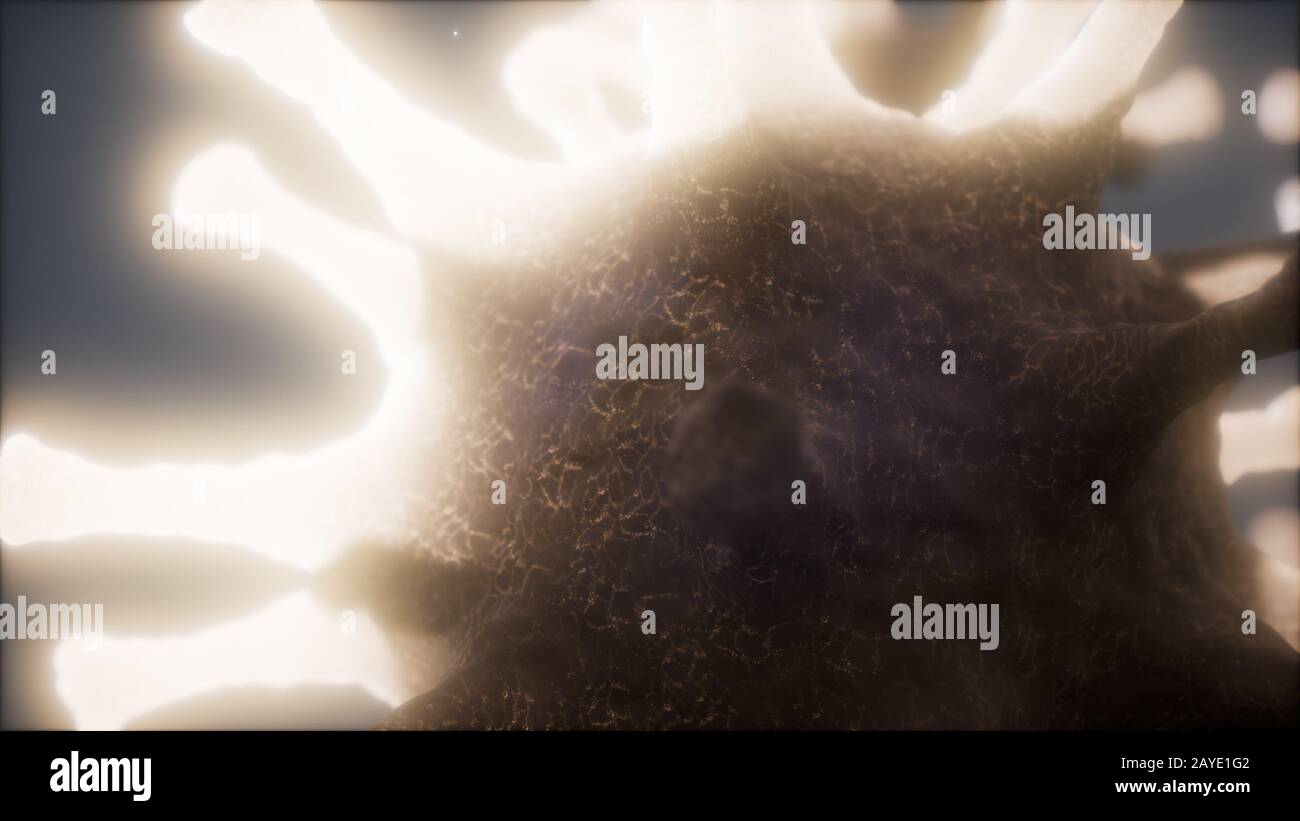 Bacteria virus or germs microorganism cells under microscope with depth ...