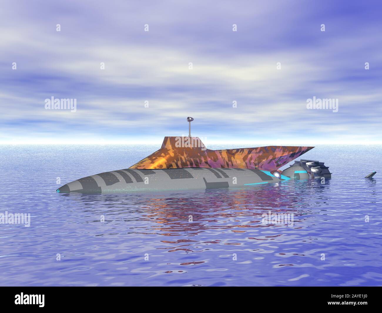Submarine floats in the water Stock Photo - Alamy