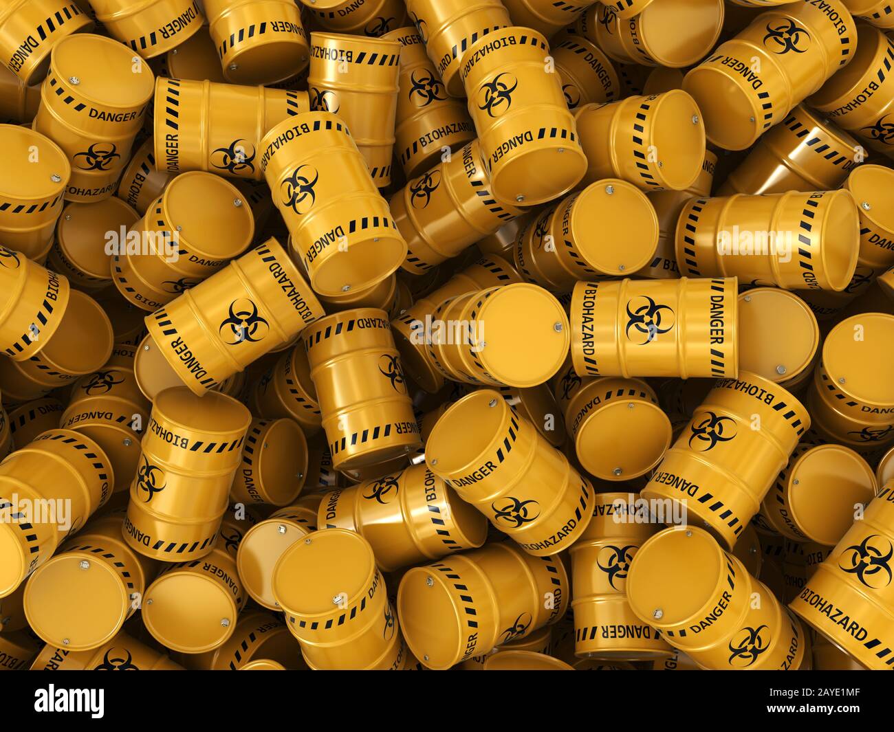 3D rendering biohazard barrels Stock Photo - Alamy