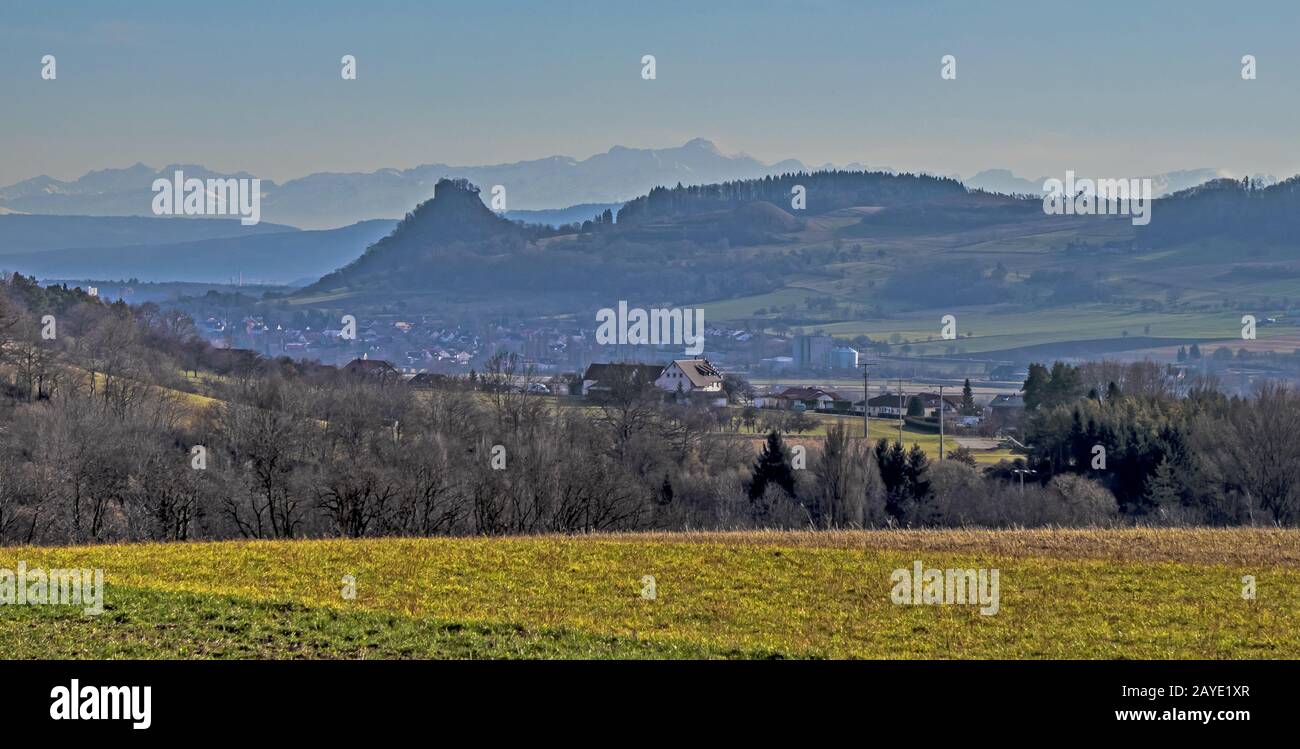 Hegau-landscape with Hohenkrähen Stock Photo - Alamy