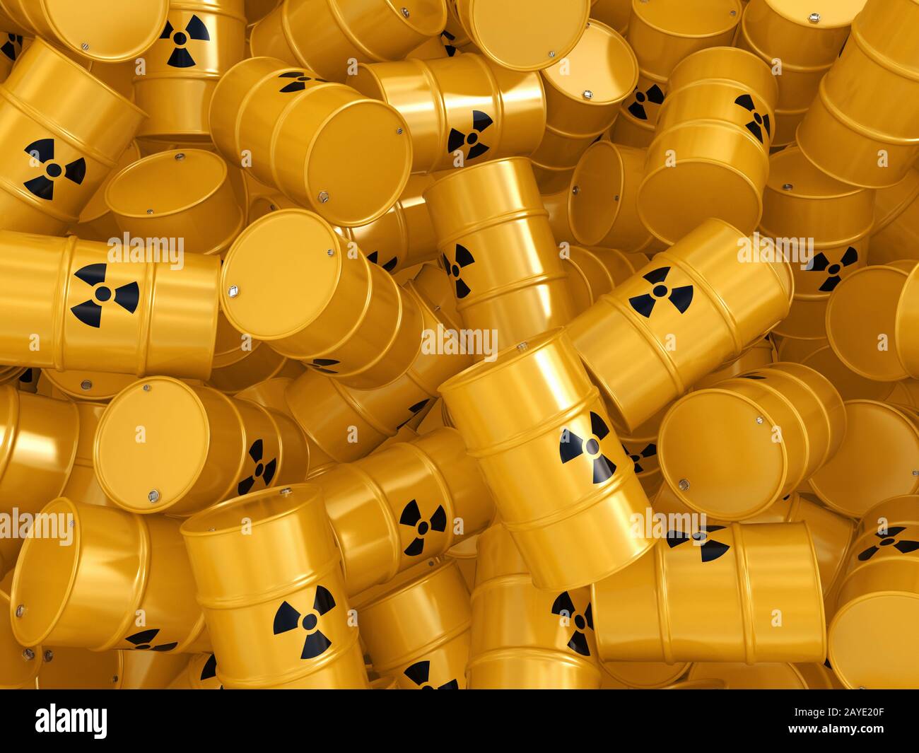 3D rendering radioactive barrels Stock Photo - Alamy
