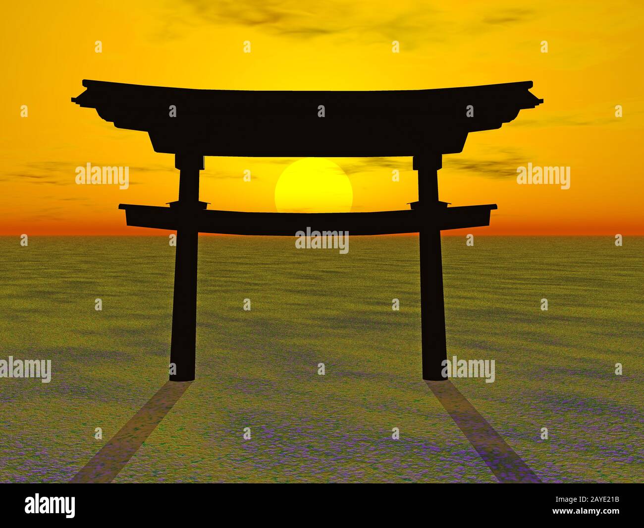 Japan gate at sunrise Stock Photo - Alamy