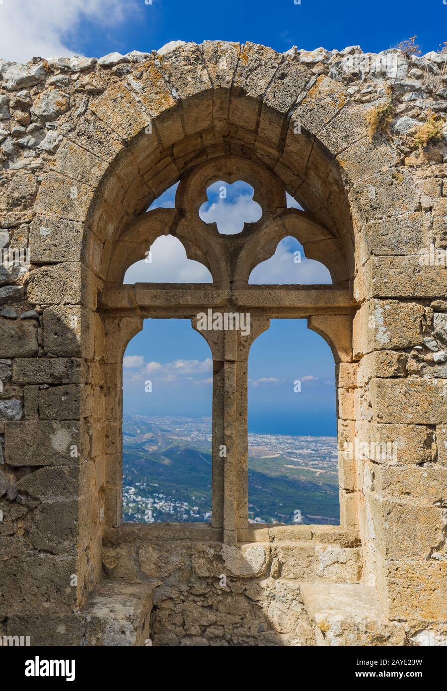 Window in Hilarion Castle - Kyrenia region - Northern Cyprus Stock ...