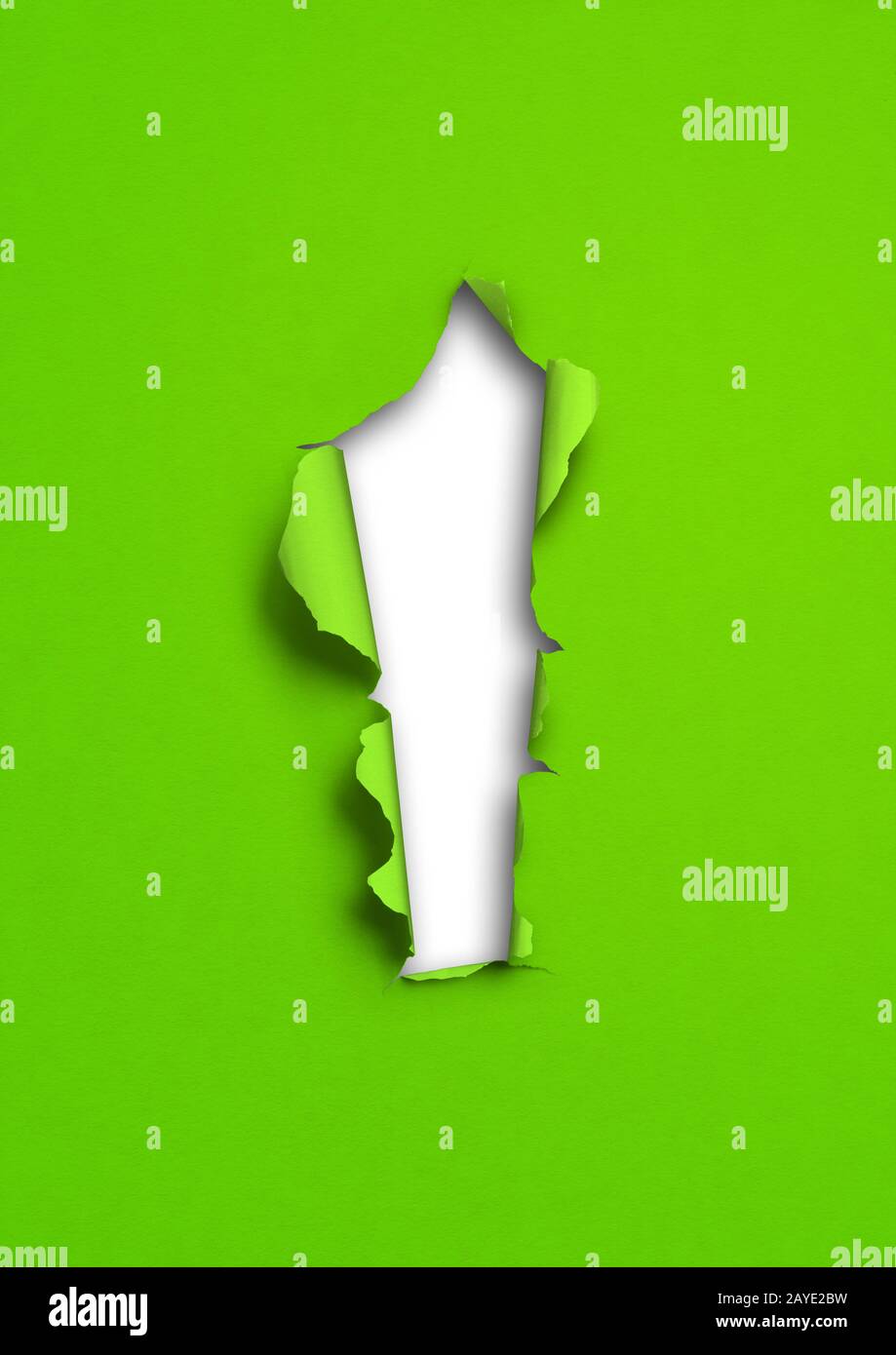 Green torn paper with hole Stock Photo - Alamy