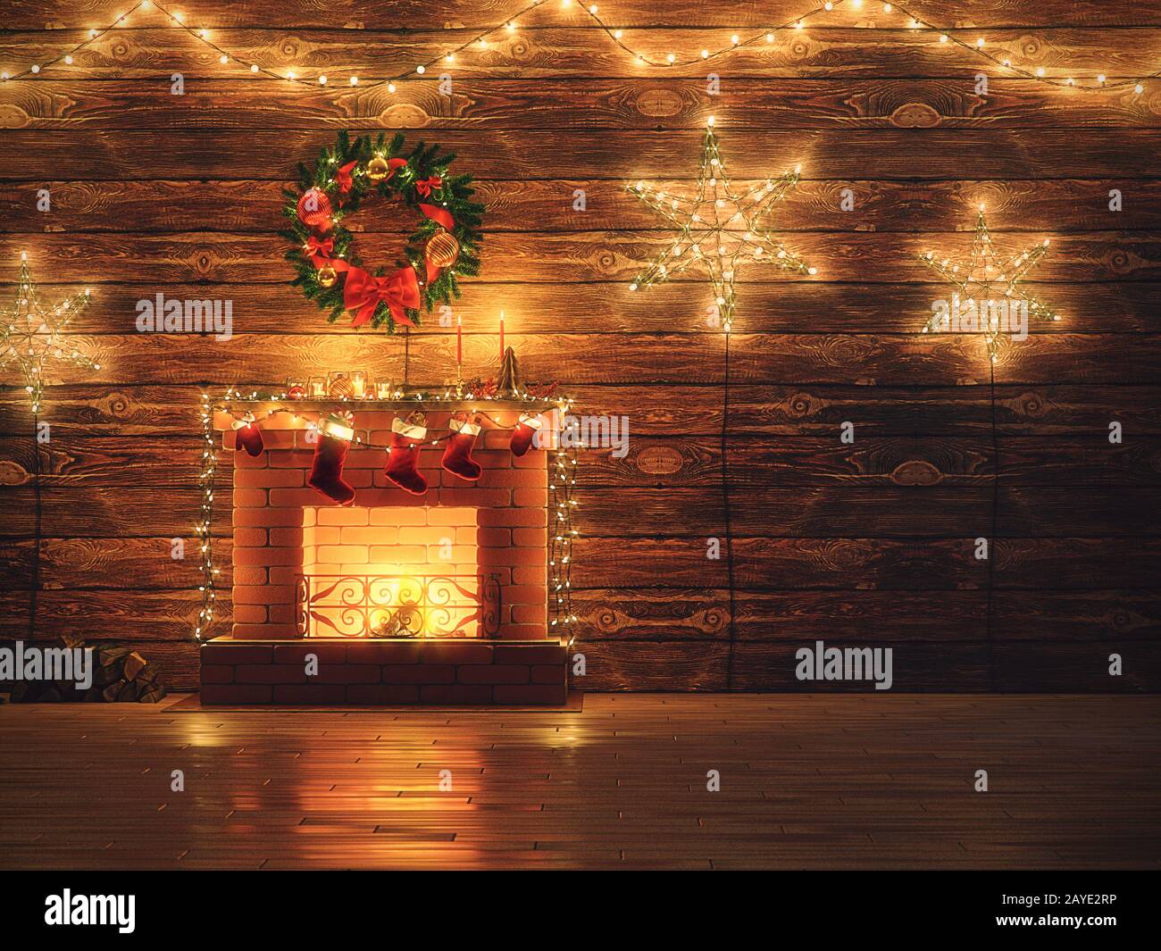 3D Rendering Christmas interior Stock Photo - Alamy