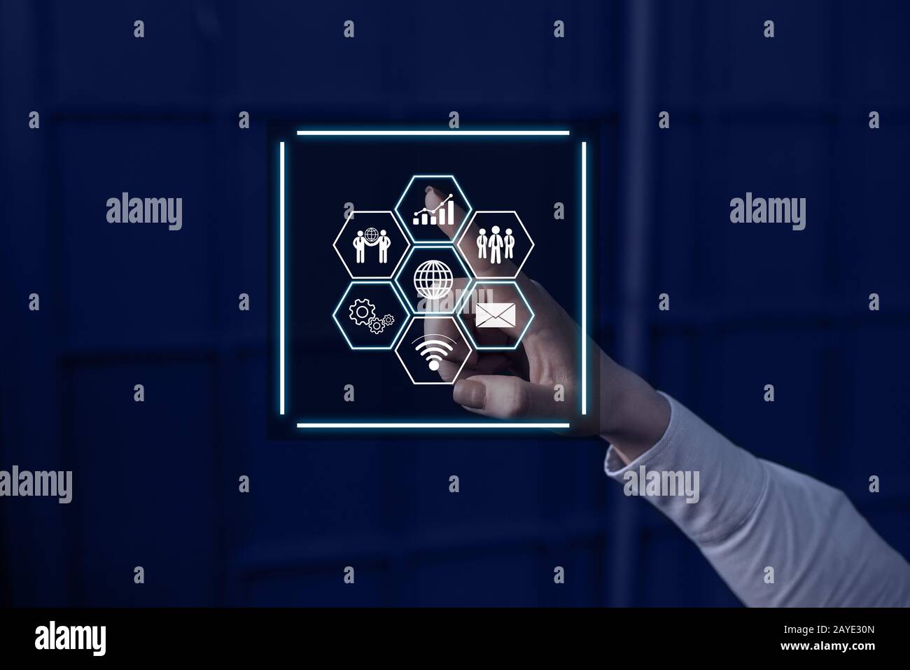 photo of network system in modern technology smart gadget device ...