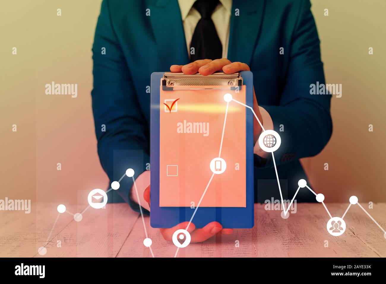 Male human presenting a presentation using the latest sophisticated ...