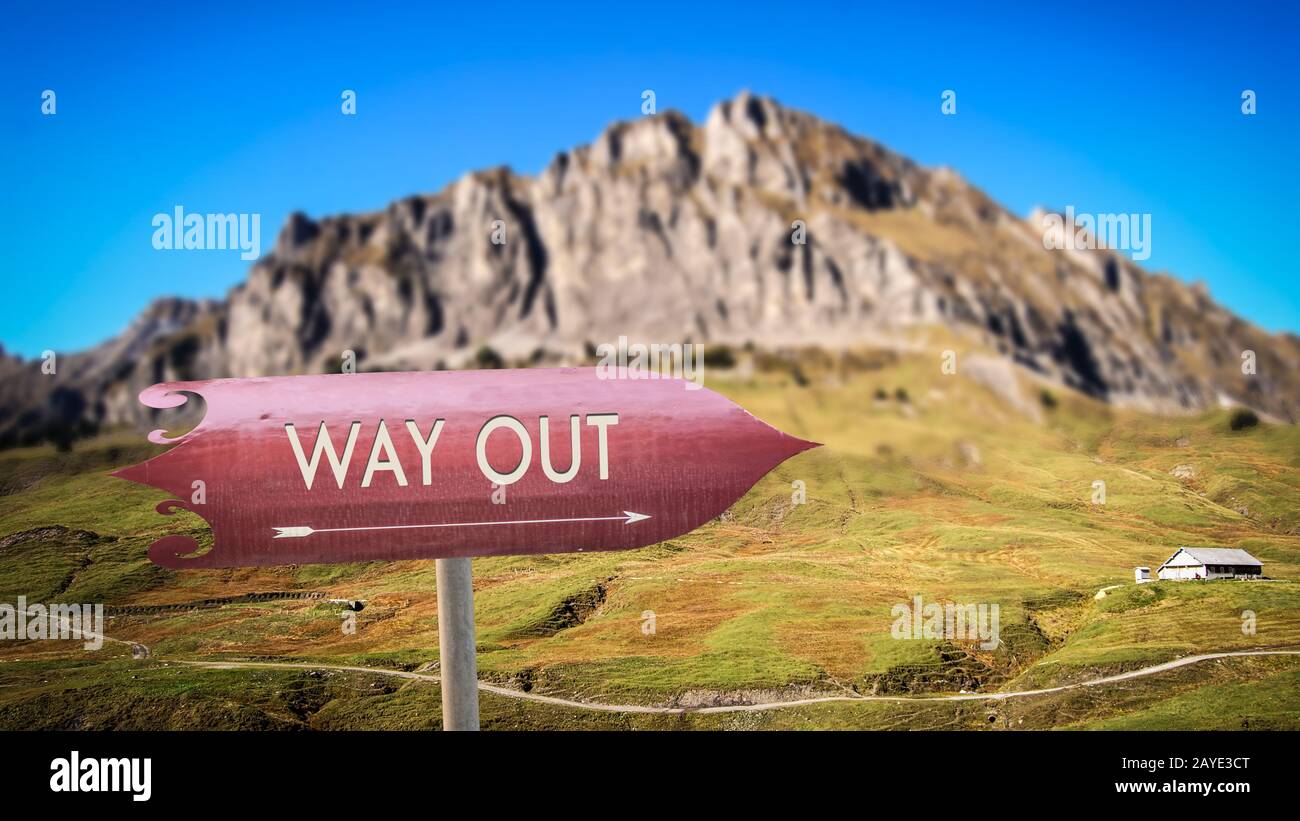 Street Sign WAY OUT Stock Photo - Alamy