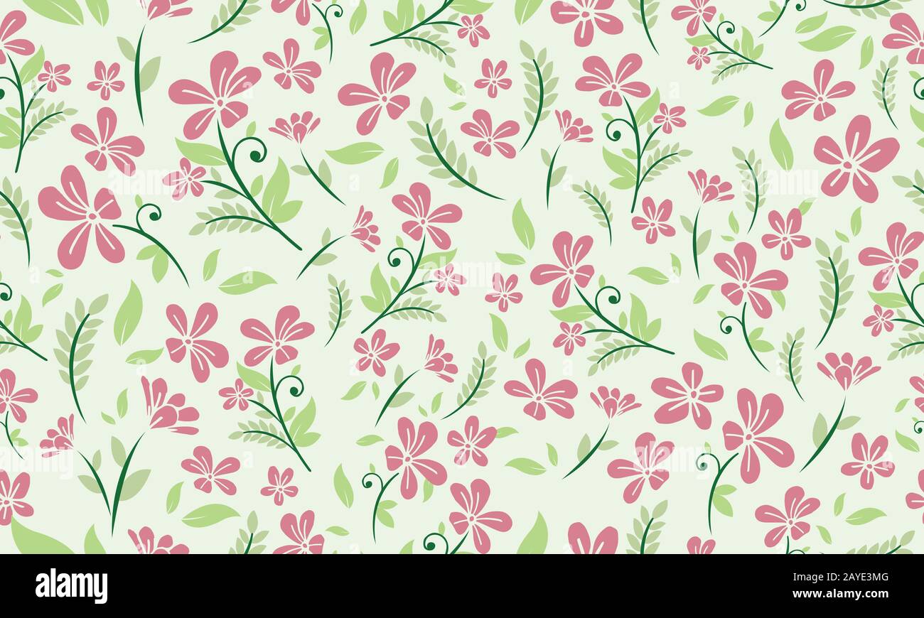 Spring flower pattern background, with beautiful leaf and floral design ...
