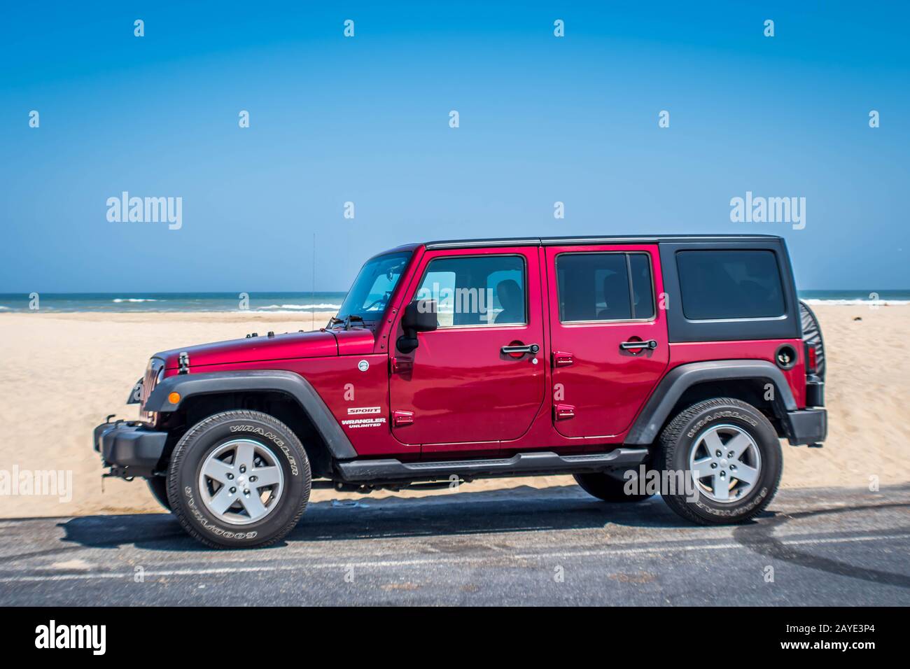 The famous off-road Jeep vehicle in South Padre Island, Texas Stock ...