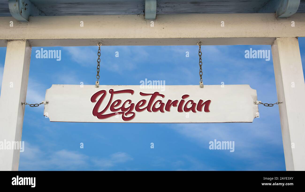 Street Sign to Vegetarian Stock Photo - Alamy