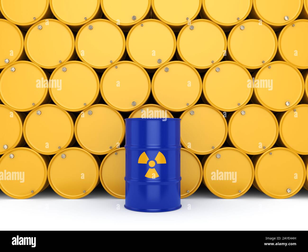 3D rendering radioactive barrels Stock Photo - Alamy
