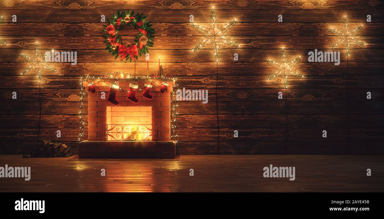 3D Rendering Christmas interior Stock Photo - Alamy