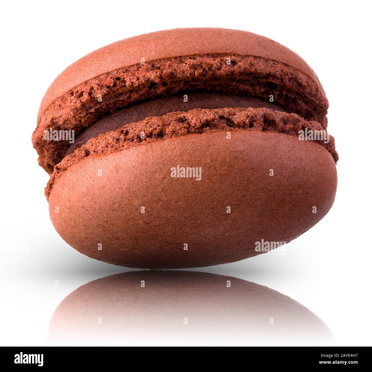 Macro photo of french caramel macaroon or macaron isolated on white ...